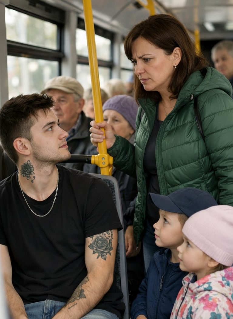 A zsúfolt buszon egy kétgyerekes nő botrányt csapott, és követelte ...